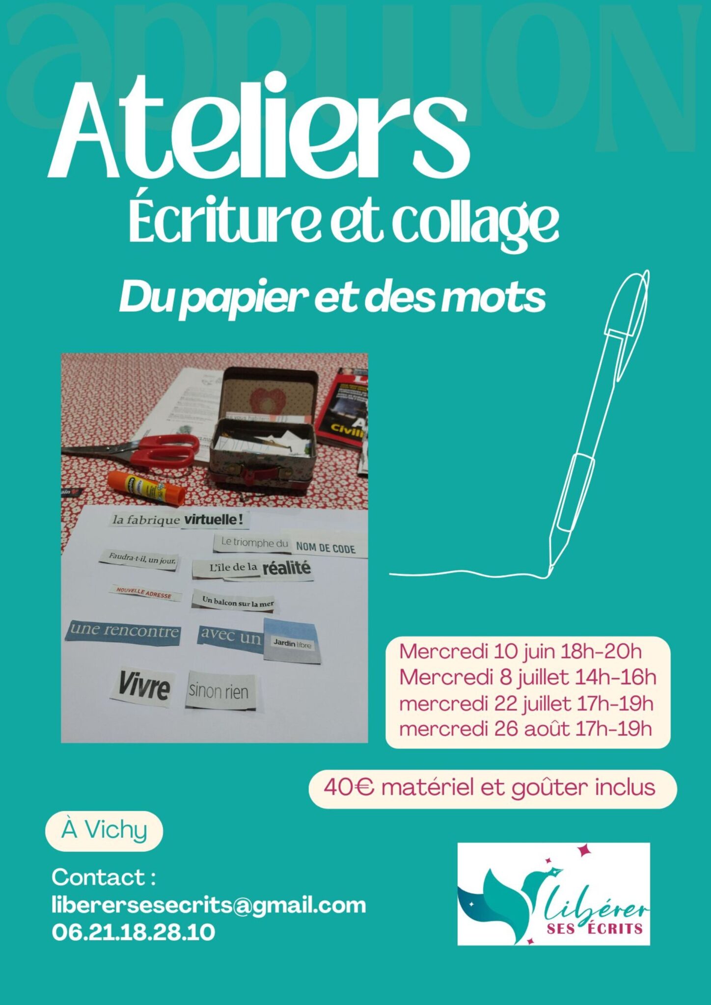 Atelier d'écriture et collage - Du papier et des mots - Vichy